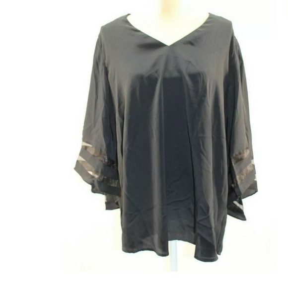 Amaryllis | Tops | Amaryllis Black Meshinset Bellsleeve Top 2x | Poshmark